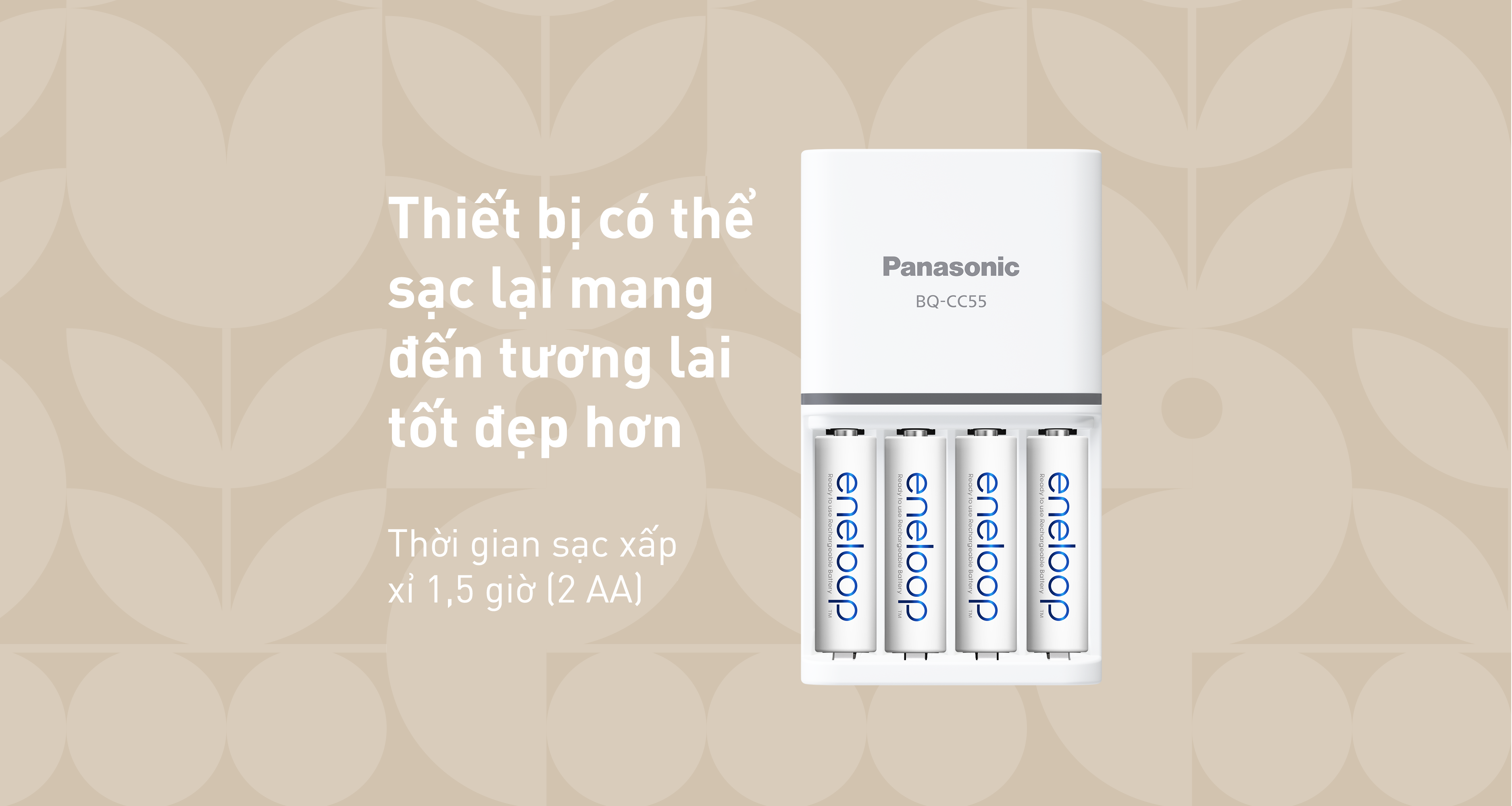 Bộ sạc pin eneloop nhanh & thông minh với đèn báo LED 3 màu
